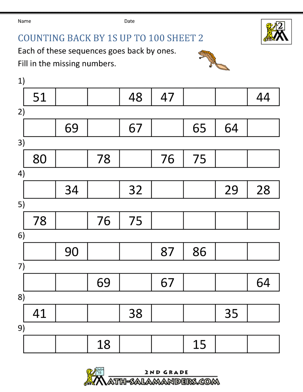Free Counting Worksheets Counting By 1s