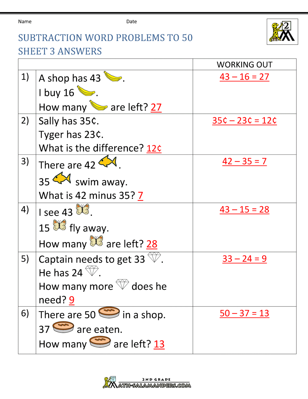 First Grade Word Problems Pdf Subtraction Problem Solving For First 