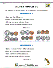 Money Math Worksheets - Money Riddles