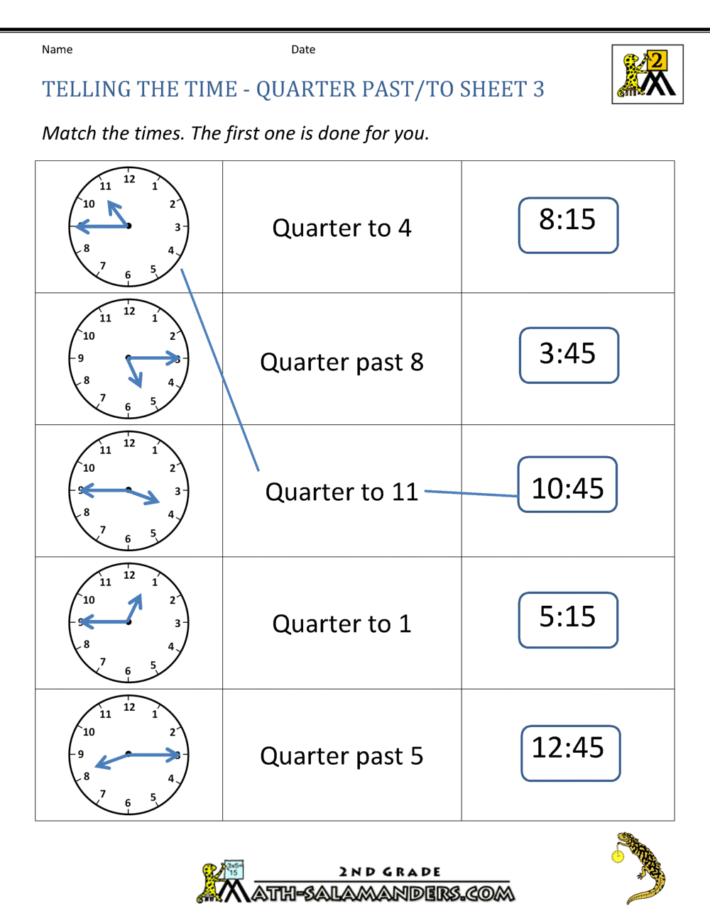 Clock Worksheets Quarter Past And Quarter To