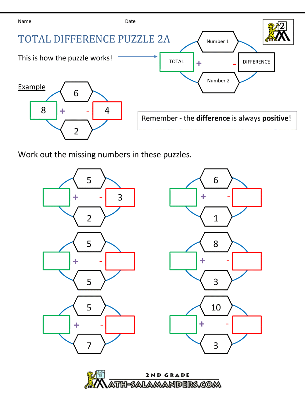 Free Math Puzzles Addition And Subtraction