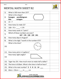Mental Math 2nd Grade