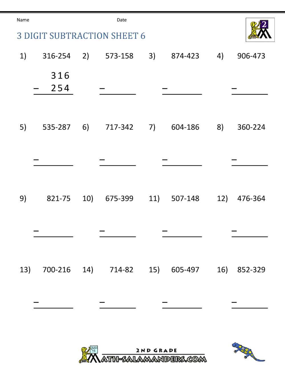 Three Digit Subtraction With Regrouping Worksheets