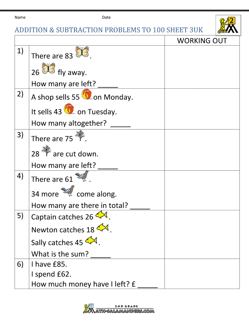 1st Grade Addition And Subtraction Word Problems 733